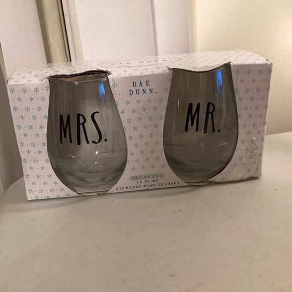 Rae Dunn | Dining | Rae Dunn Nib Mr Mrs Handcrafted Set Of 2 Stemless ...